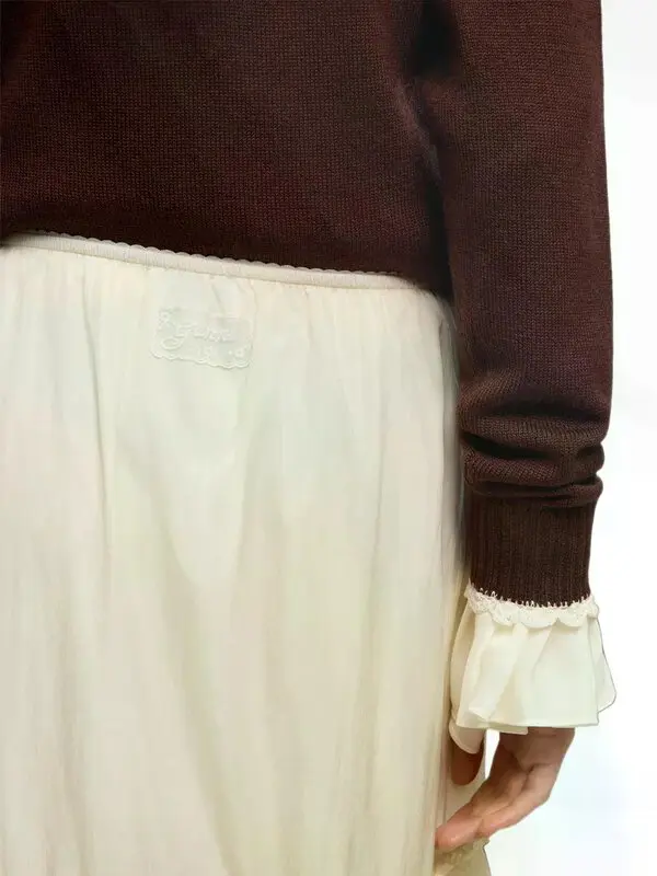 GANNI Nylon Tiered Midi Skirt - Neutrals