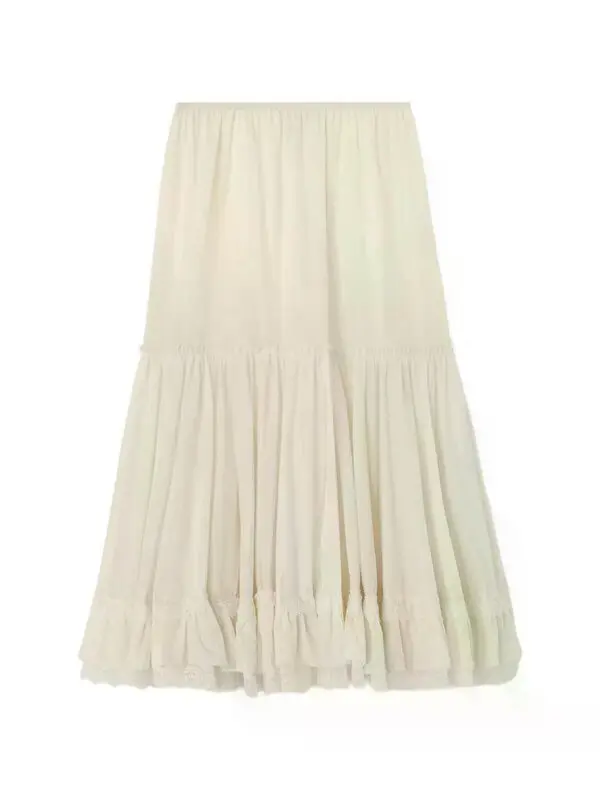 GANNI Nylon Tiered Midi Skirt - Neutrals