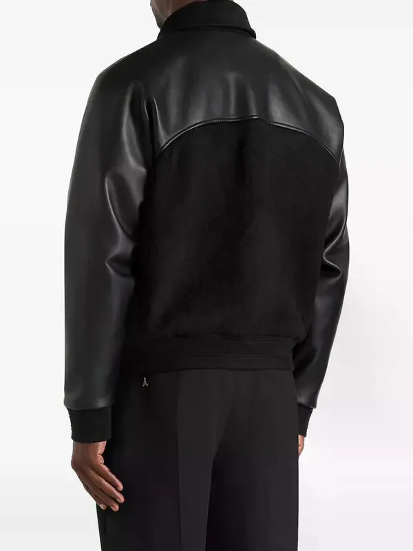 Manière De Voir Olivier In Wool & Leather Raglan Varsity Jacket