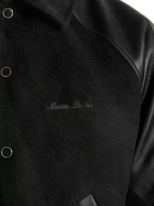 Manière De Voir Olivier In Wool & Leather Raglan Varsity Jacket