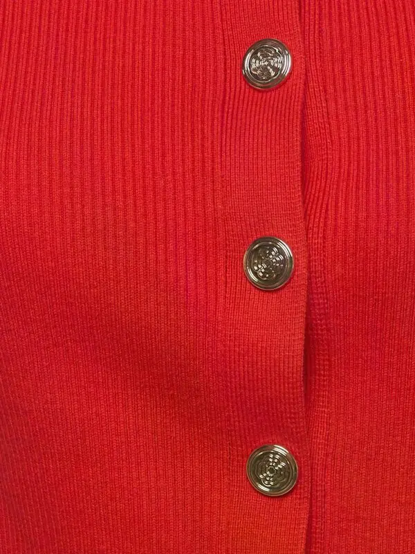 Maje Rib-knit Short-sleeve Cardigan - Red