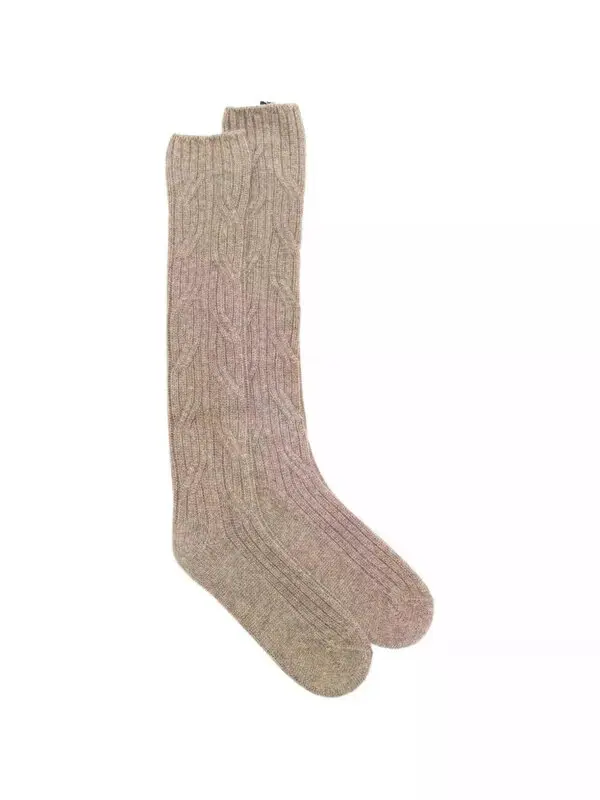 LA ROSE Cable-knit Socks - Neutrals
