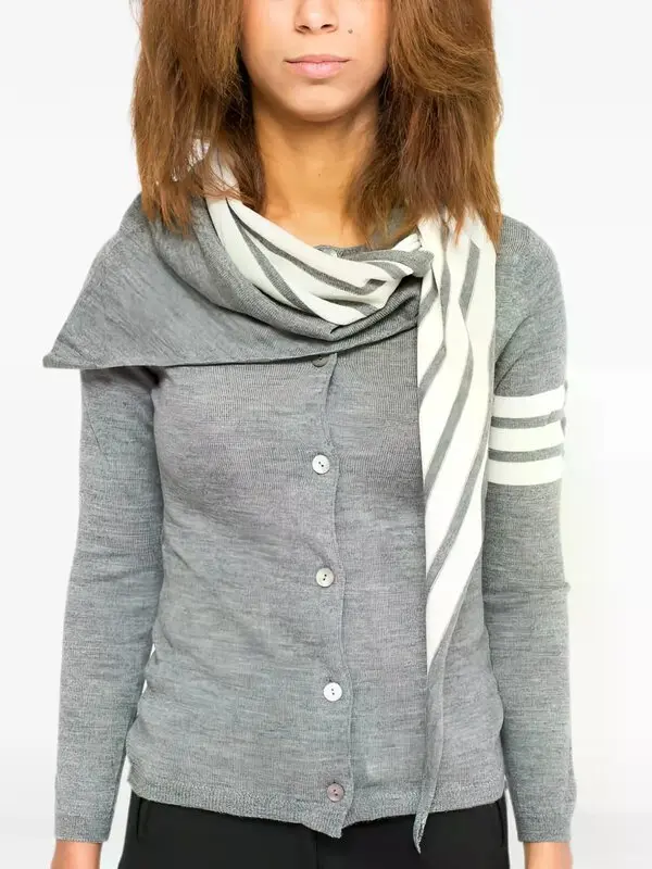 LA ROSE Striped Knitted Scarf - Grey