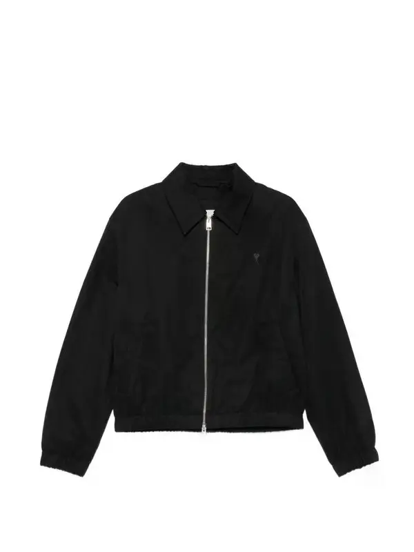 AMI Paris De Coeur Zip-up Jacket - Black