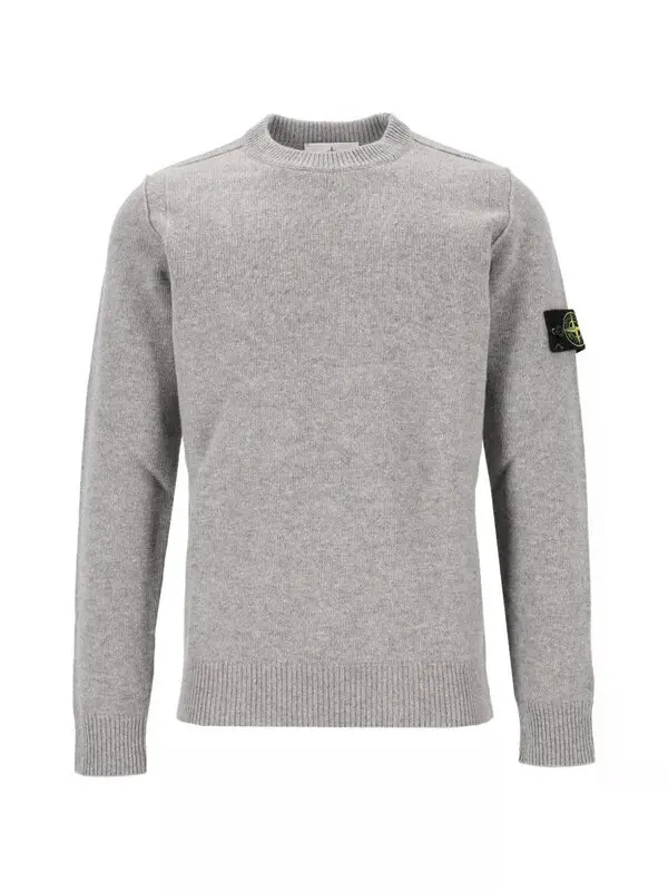 Stone Island 5100072 Lambswool Regular-fit Crewneck Jumper With Ribbed Trims - Grey