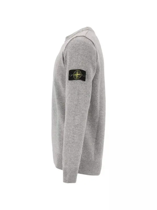Stone Island 5100072 Lambswool Regular-fit Crewneck Jumper With Ribbed Trims - Grey