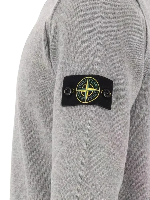 Stone Island 5100072 Lambswool Regular-fit Crewneck Jumper With Ribbed Trims - Grey