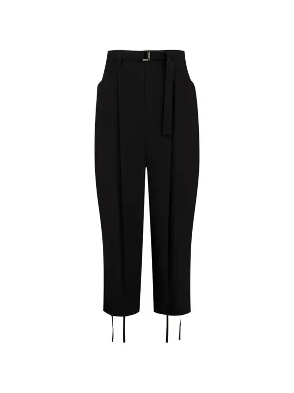 Sacai Belted Pleated Tailored Trousers - Black