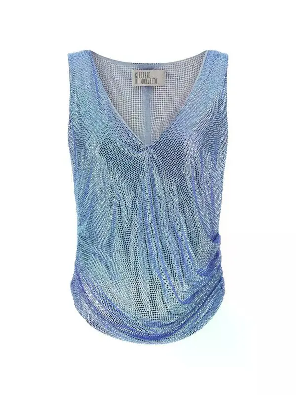 Giuseppe Di Morabito Feather-trim Rhinestone-embellished Top - Blue