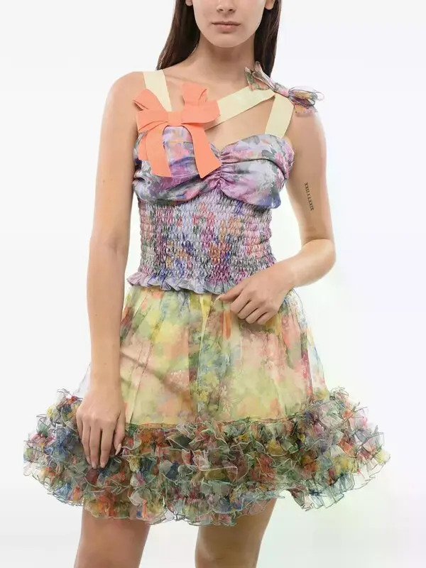 Viktor & Rolf Haute Fantaisie Floral-print Bow-detail Top - Purple