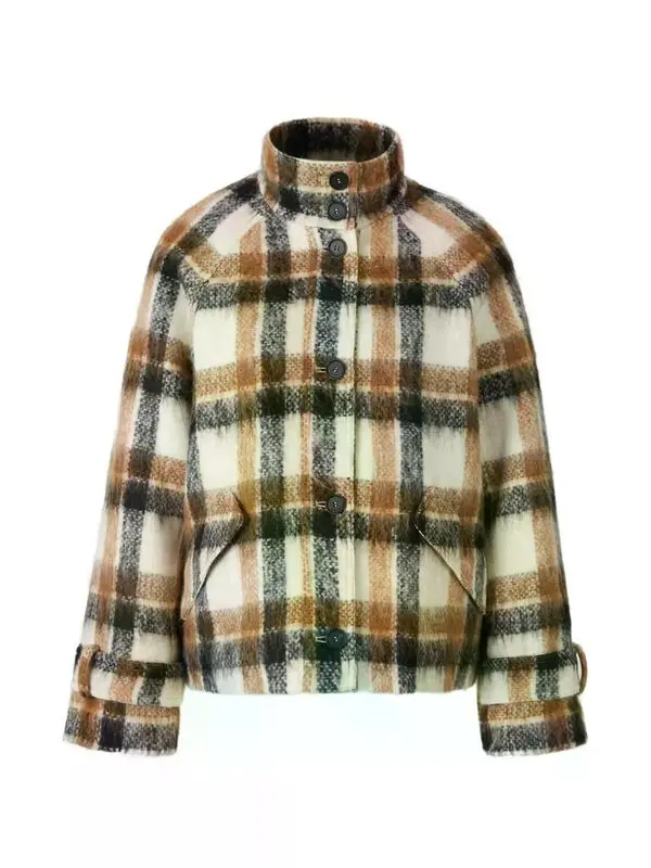 Simkhai Virelle Plaid Check-print High-neck Jacket - Neutrals