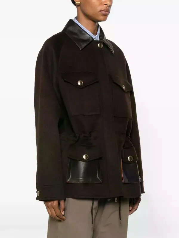 Sandro Leather-trim Wool Coat