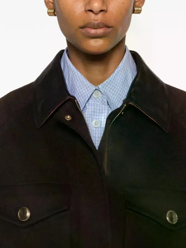 Sandro Leather-trim Wool Coat