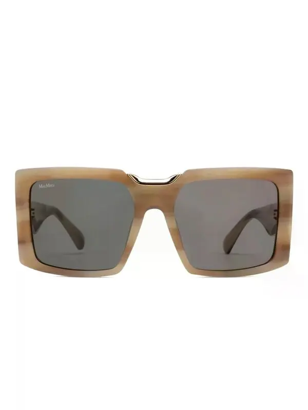Max Mara Horn-effect Square-frame Sunglasses - Brown