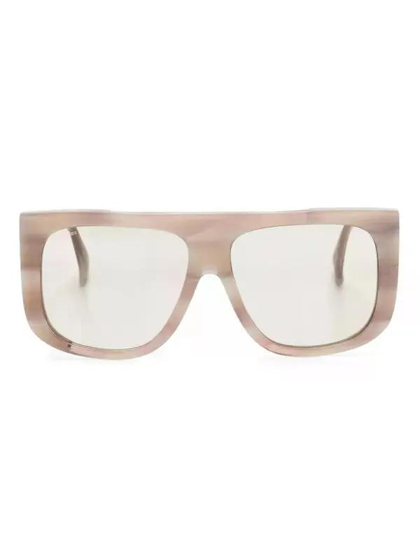 Max Mara Logo-print Square-frame Sunglasses - Neutrals
