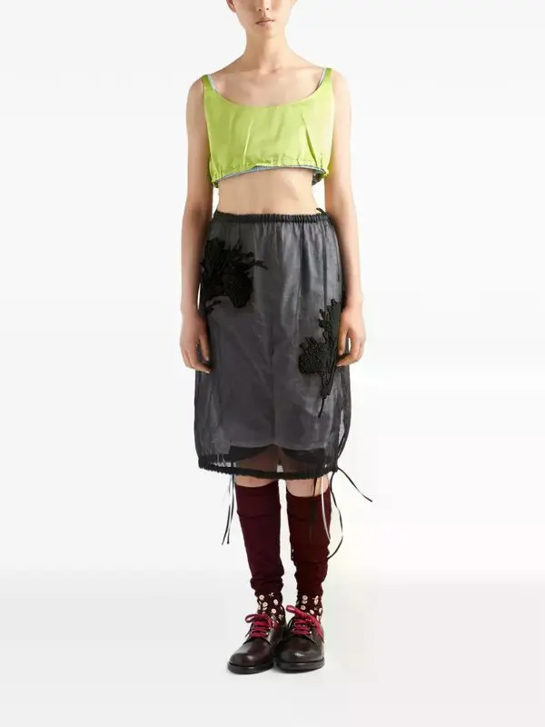 Prada Embroidered Organdy Midi-skirt
