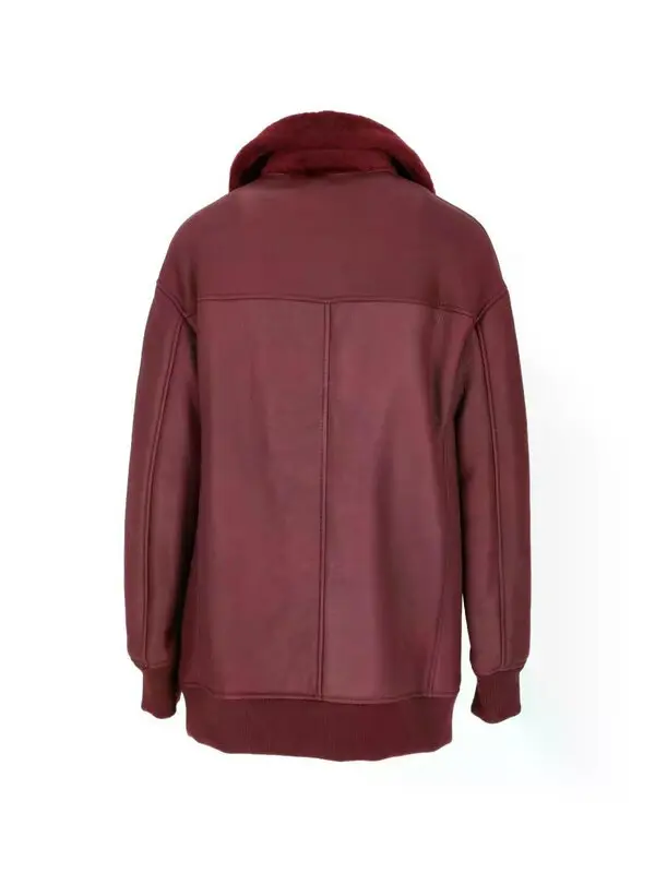 LA ROSE Shearling-collar Bomber Jacket - Red