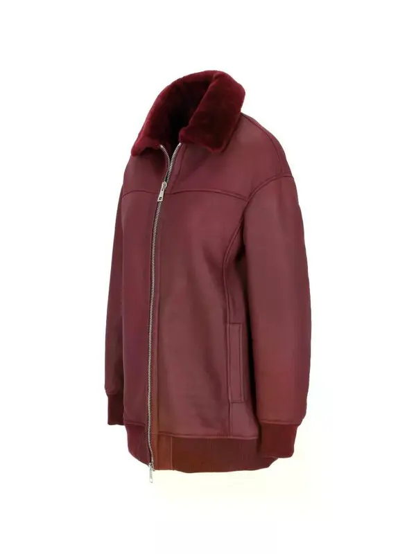 LA ROSE Shearling-collar Bomber Jacket