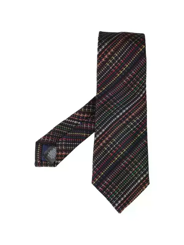 Paul Smith Signature Stripe' Houndstooth Silk-blend Tie - Black