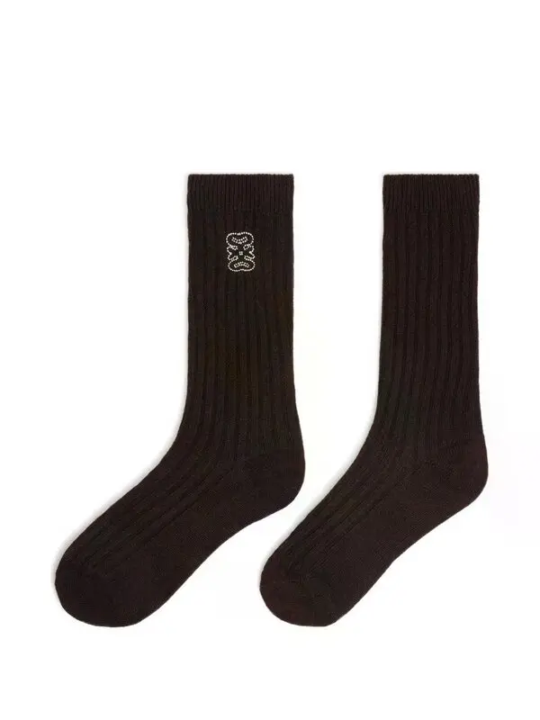 Sandro Rhinestone-embellished Ribbed Socks - Brown