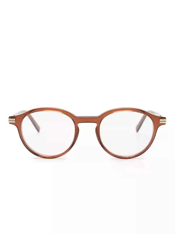 Zegna Transparent Round-frame Glasses - Brown