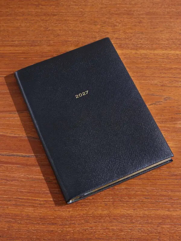 Smythson 2027 Soho Panama Cross-grain Leather Diary - Navy