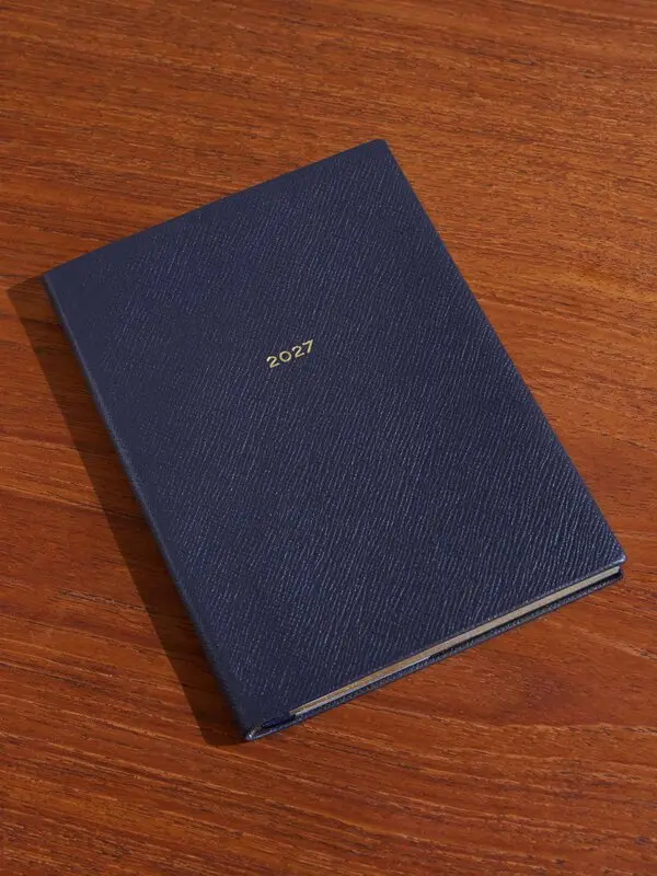 Smythson 2027 Soho Panama Cross-grain Leather Diary - Blue