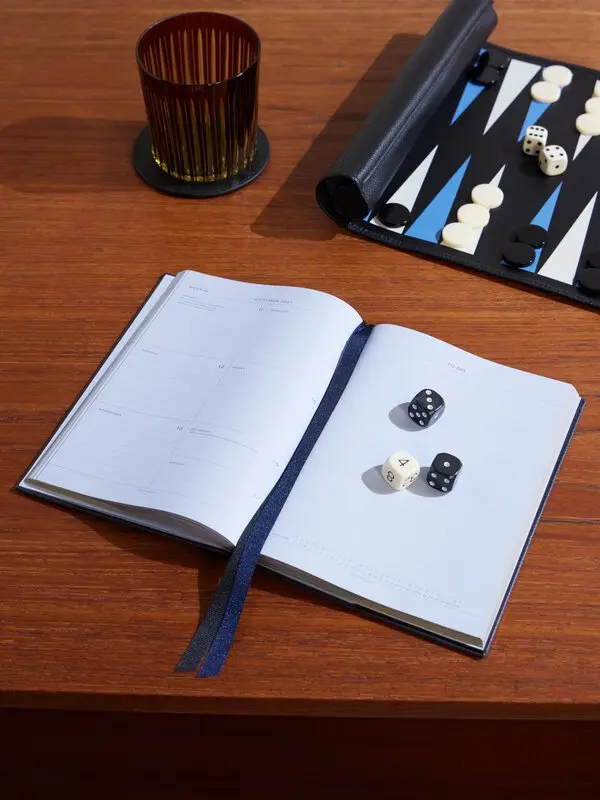 Smythson 2027 Soho Panama Cross-grain Leather Diary - Blue