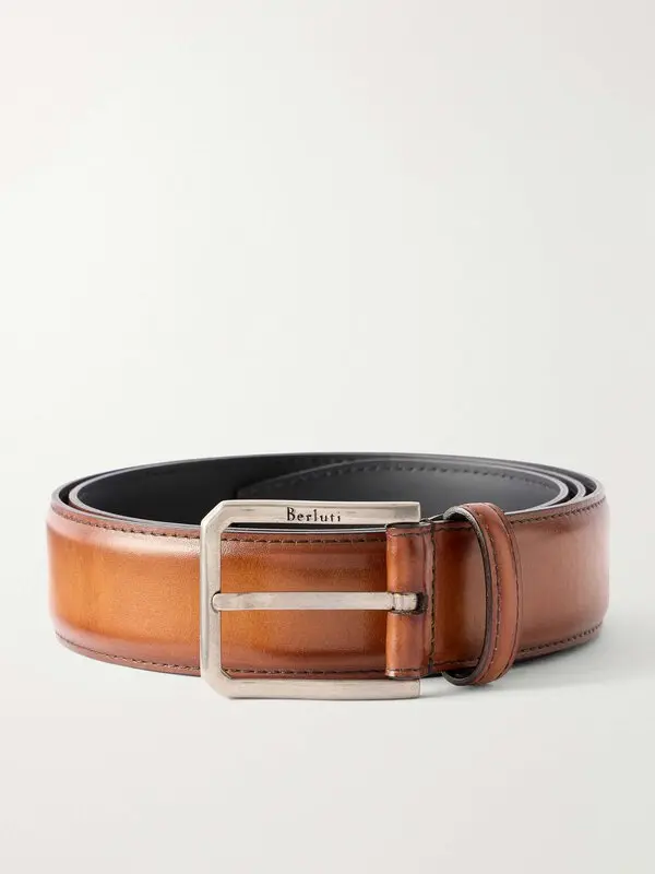 Berluti 3.5cm Venezia Leather Belt - Brown
