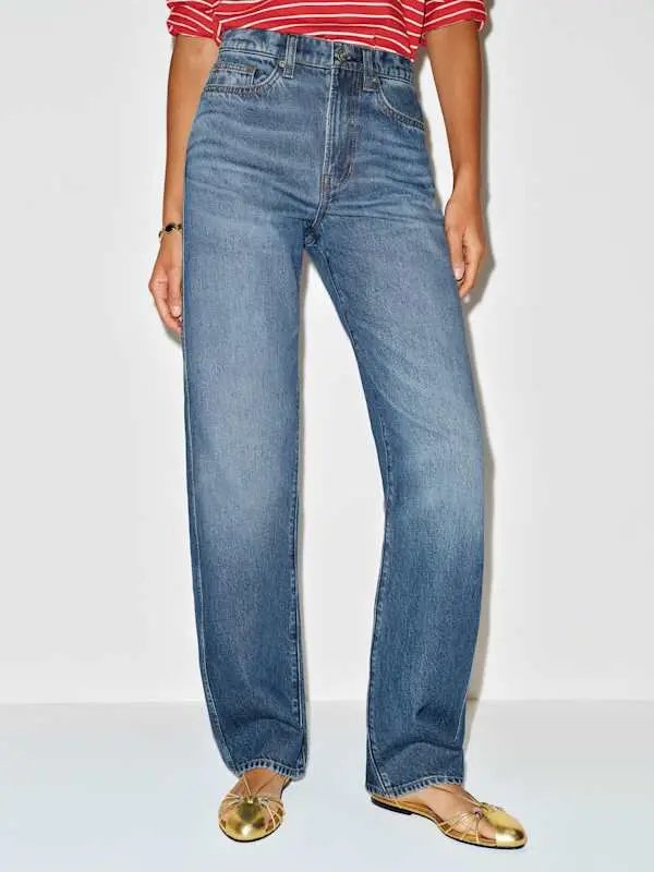 REFORMATION Gina High Rise Bow Leg Jeans Denim
