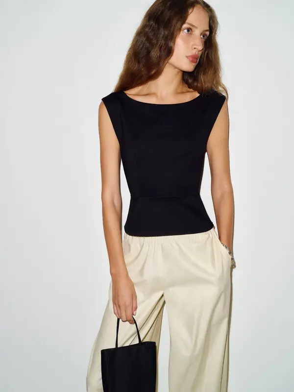 REFORMATION Elina Knit Top - Black