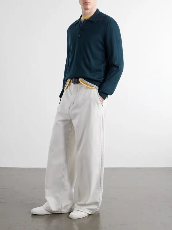 AMI Paris Merino Wool Polo Shirt
