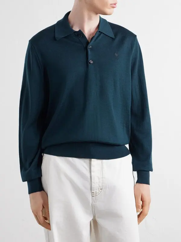 AMI Paris Merino Wool Polo Shirt