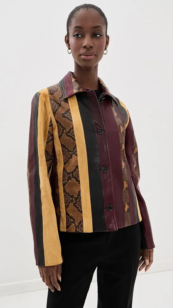 Proenza Schouler Sirine Pieced Leather Jacket - Gold Multi