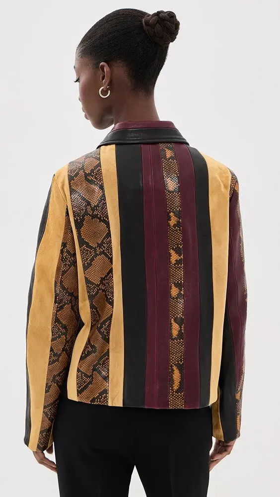 Proenza Schouler Sirine Pieced Leather Jacket - Gold Multi