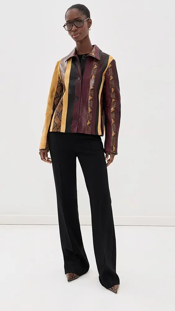 Proenza Schouler Sirine Pieced Leather Jacket - Gold Multi
