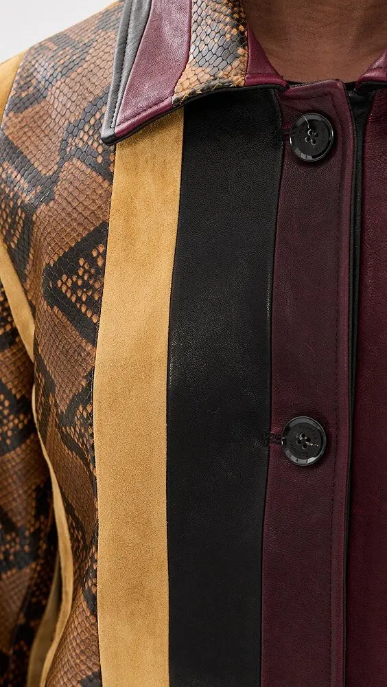 Proenza Schouler Sirine Pieced Leather Jacket - Gold Multi