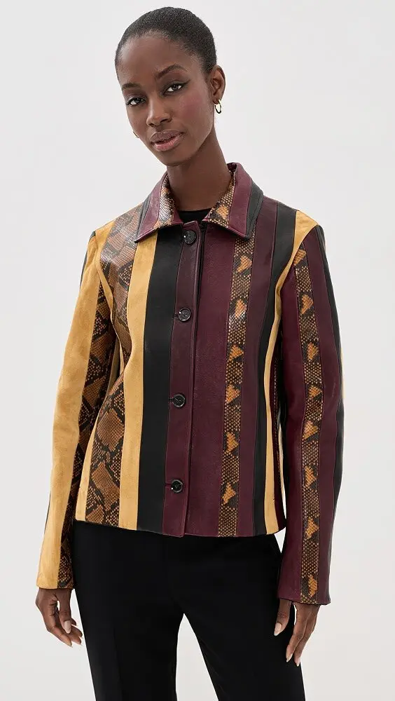 Proenza Schouler Sirine Pieced Leather Jacket - Gold Multi