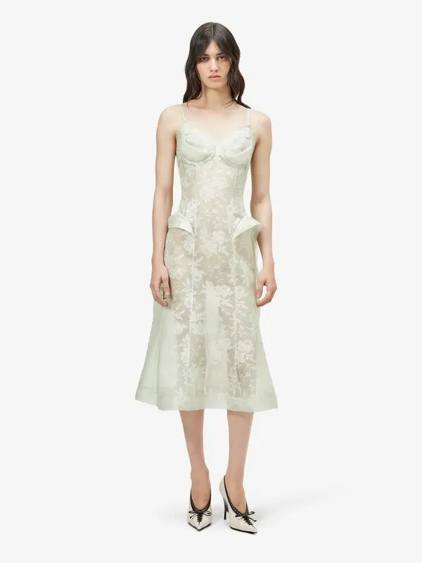 Alexander McQueen Floral Lace Midi Dress