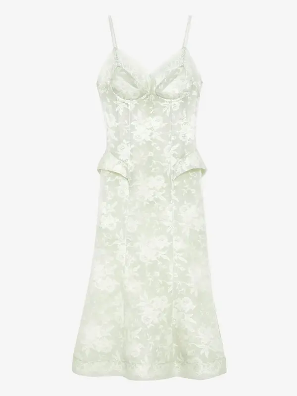 Alexander McQueen Floral Lace Midi Dress - Light Green