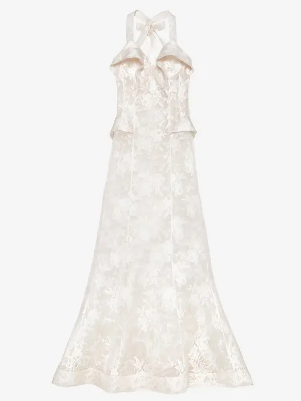Alexander McQueen Floral Lace Evening Dress - Pink