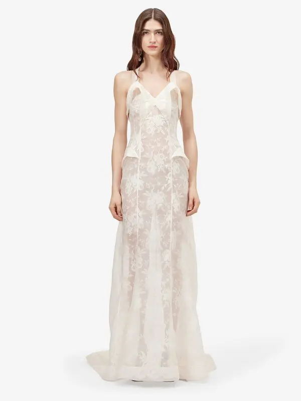 Alexander McQueen Floral Lace Evening Dress