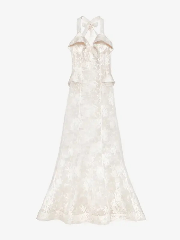 Alexander McQueen Floral Lace Evening Dress - Pink