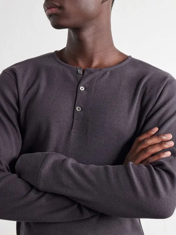 LEMAIRE Ribbed Cotton Henley T-shirt