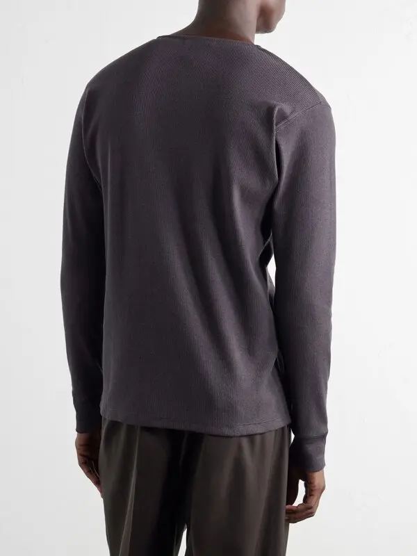 LEMAIRE Ribbed Cotton Henley T-shirt - Black