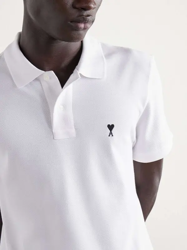 AMI Paris Logo-embroidered Cotton-piqué Polo Shirt