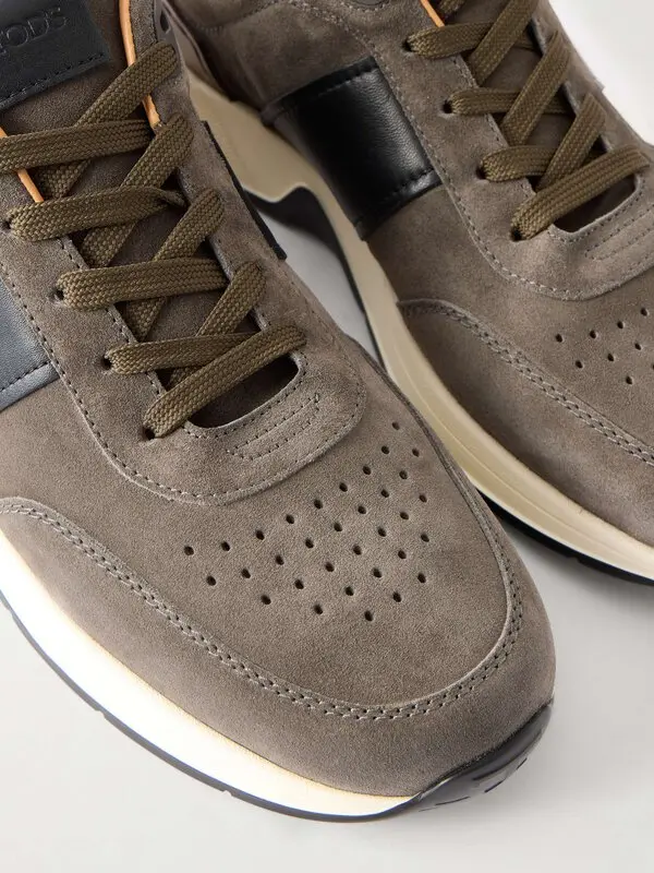 TOD'S Leather-trimmed Suede Sneakers