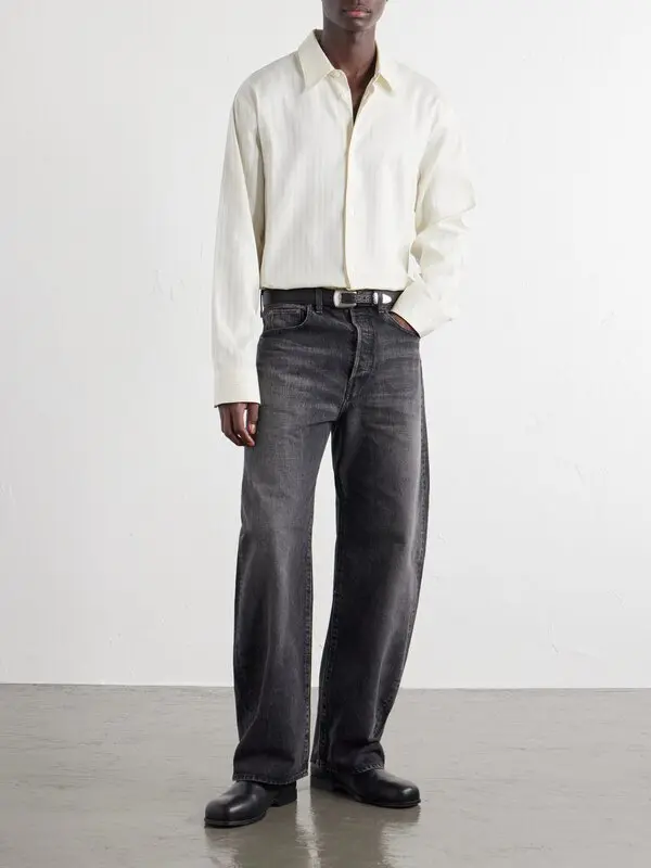 Studio Nicholson View Striped Silk And Cotton-blend Shirt - Neutrals