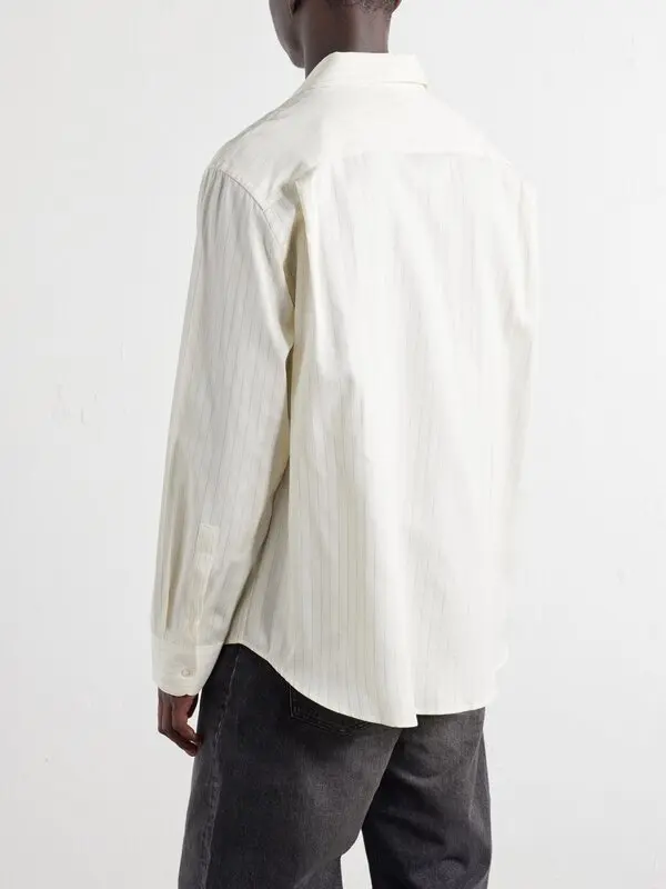 Studio Nicholson View Striped Silk And Cotton-blend Shirt - Neutrals