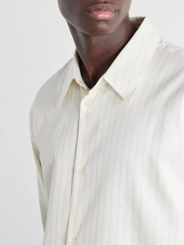 Studio Nicholson View Striped Silk And Cotton-blend Shirt - Neutrals